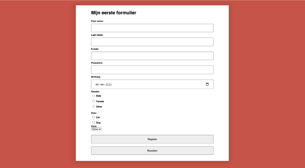 Platform Media, Vormgeving en ICT - Formulier maken met Html/Css